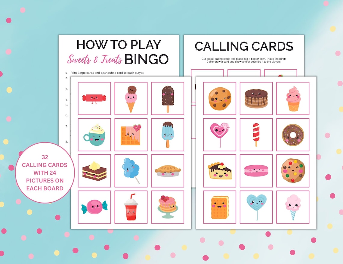 30 Printable Dessert Bingo Cards | Sweets & Treats Bingo | Kid’s Party ...