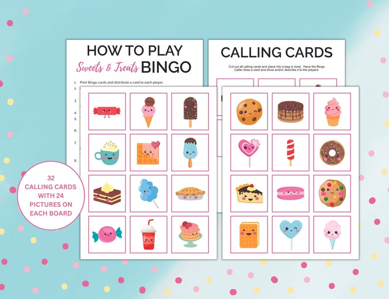 30 Printable Dessert Bingo Cards | Sweets & Treats Bingo | Kid’s Party ...