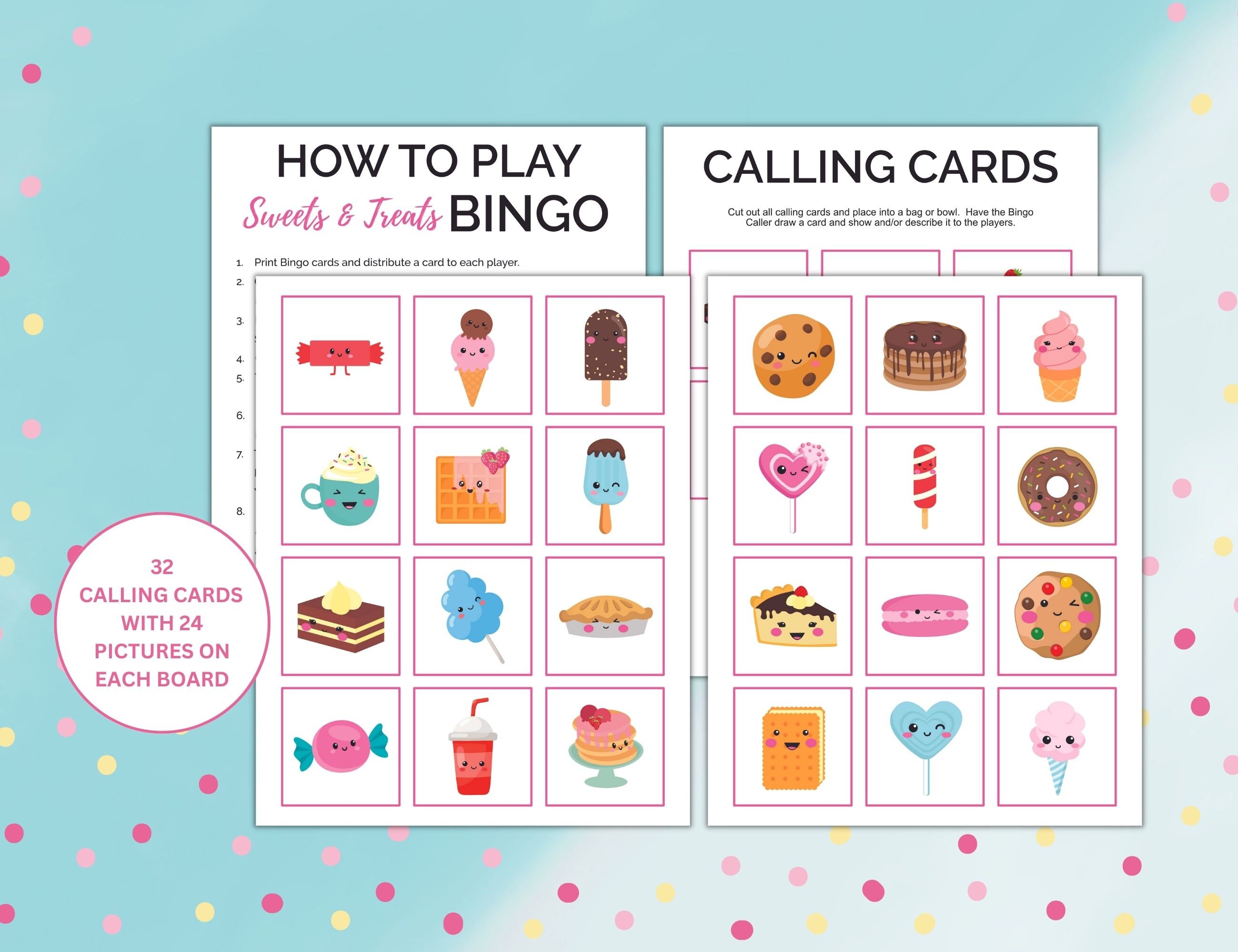 30 Printable Dessert Bingo Cards | Sweets & Treats Bingo | Kid’s Party ...