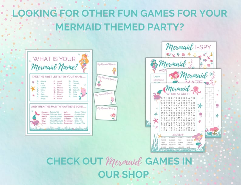 Mermaid Bingo Game| Mermaid Party Printable Game | Under the Sea Party ...