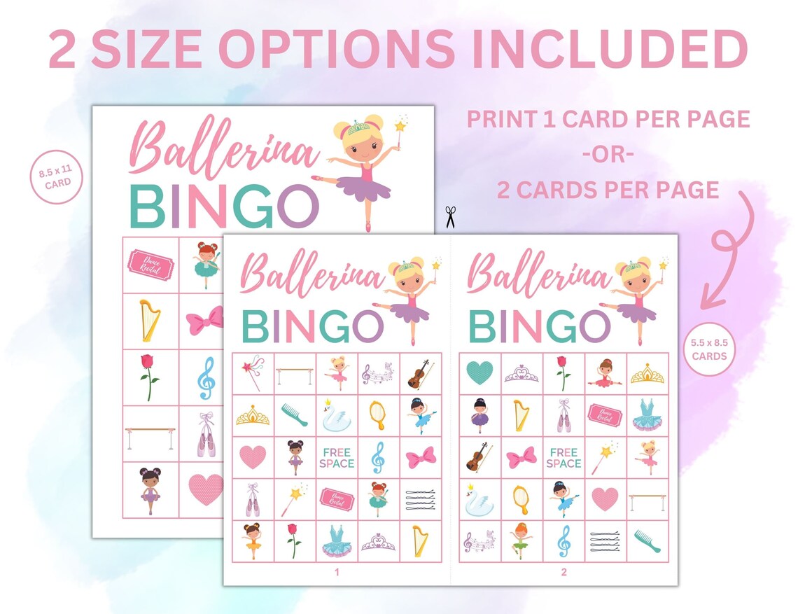 30 Printable Ballerina Themed Bingo Cards Ballerina Party - Etsy