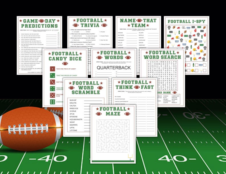 10 Printable Football Party Games | Football Watch Party Games | Big ...