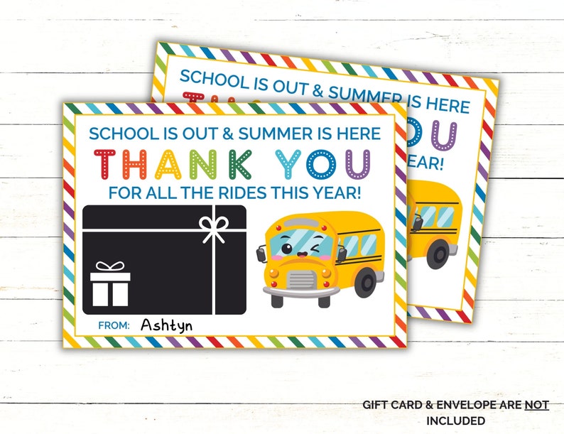 Bus Driver Thank You Gift Card Holder | Bus Driver Appreciation Gift ...