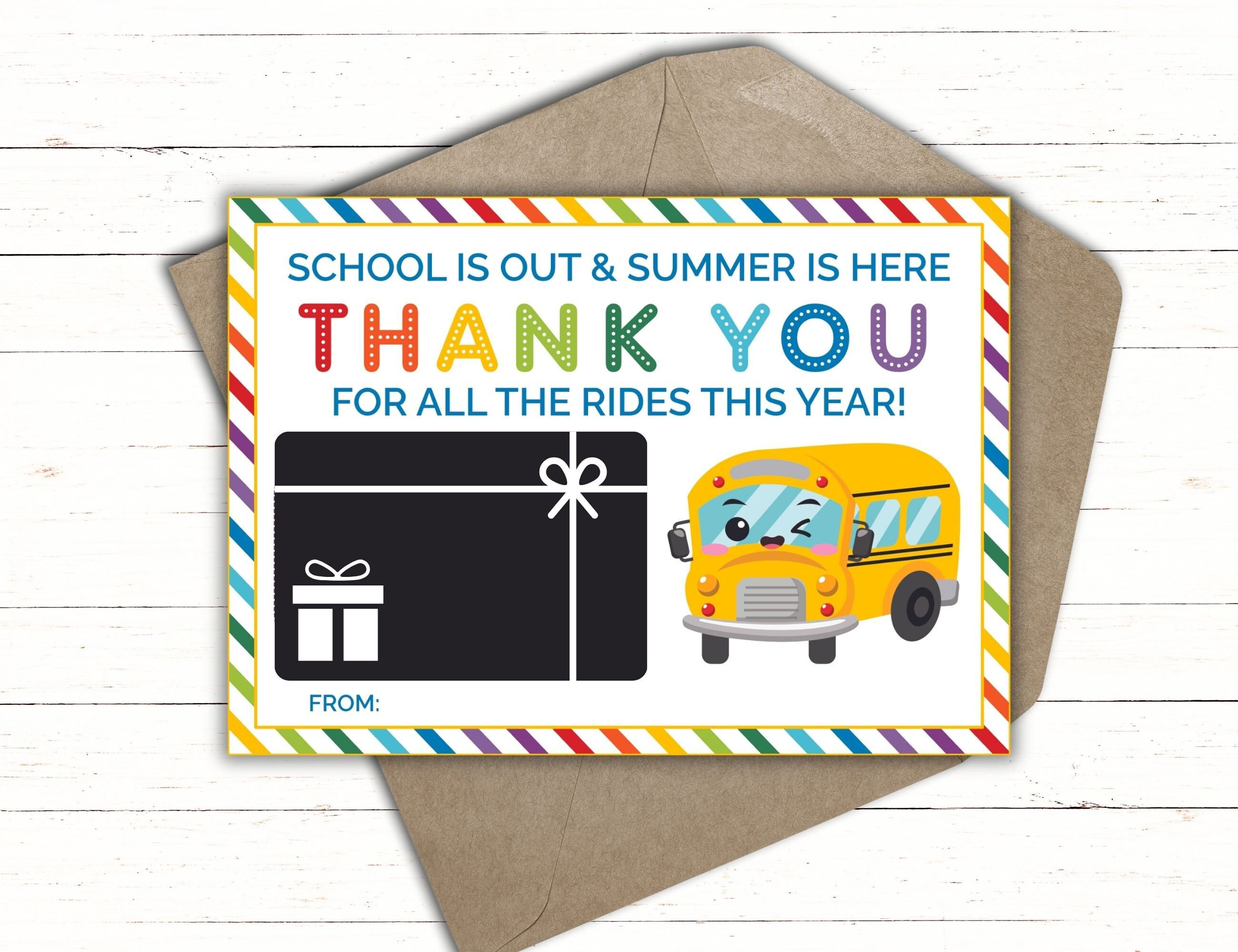 Bus Driver Thank You Gift Card Holder | Bus Driver Appreciation Gift ...