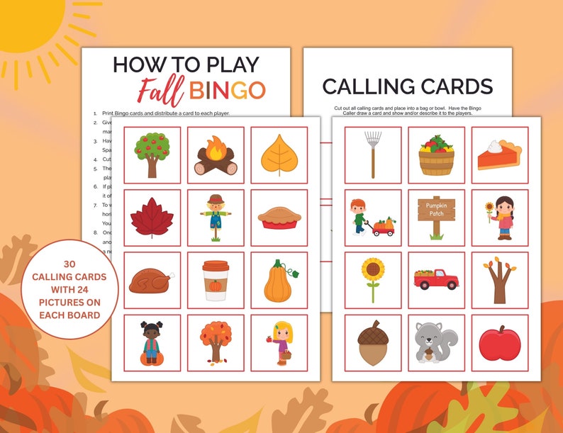 30 Printable Fall Bingo Cards | Fall Bingo for Kids | Fall Classroom ...