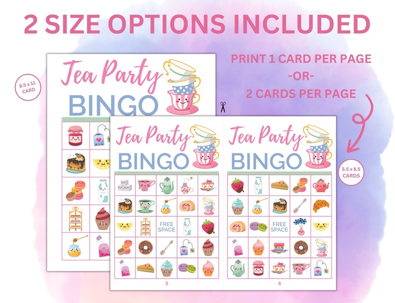 30 Printable Tea Party Themed Bingo Cards | Tea Party Games | Tea Party ...