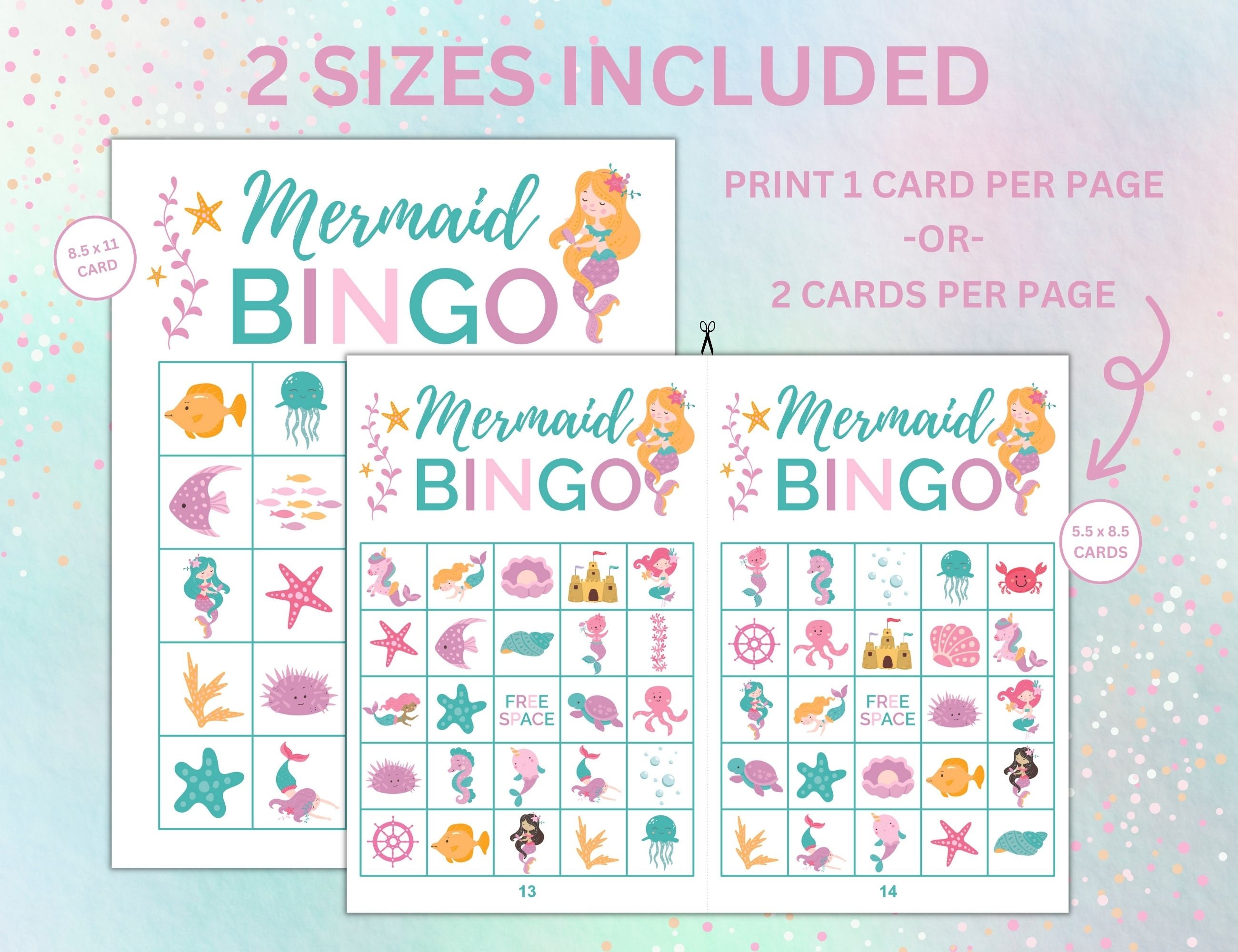 Mermaid Bingo Game| Mermaid Party Printable Game | Under the Sea Party ...