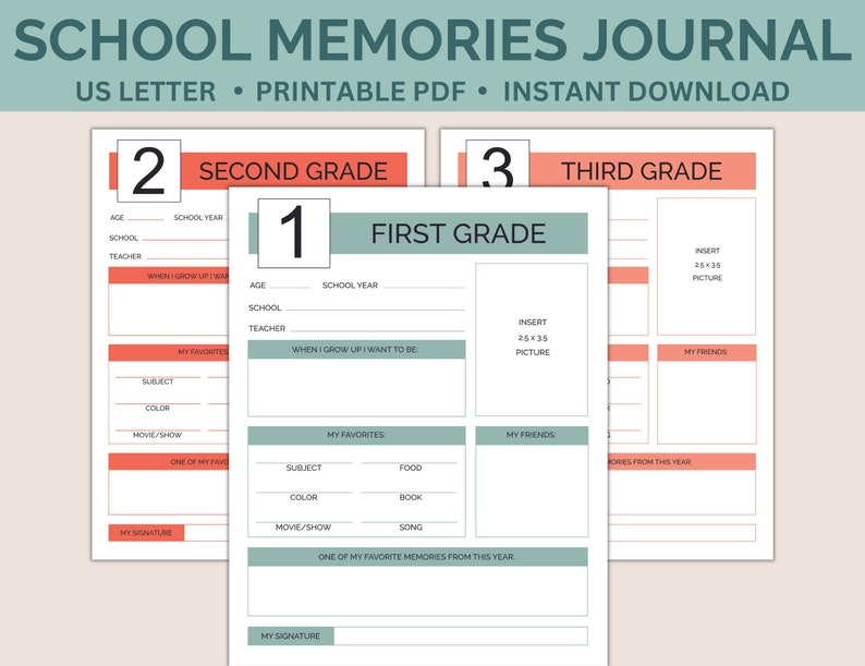Printable School Memory Pages | Kids School Keepsake Journal | Back to ...