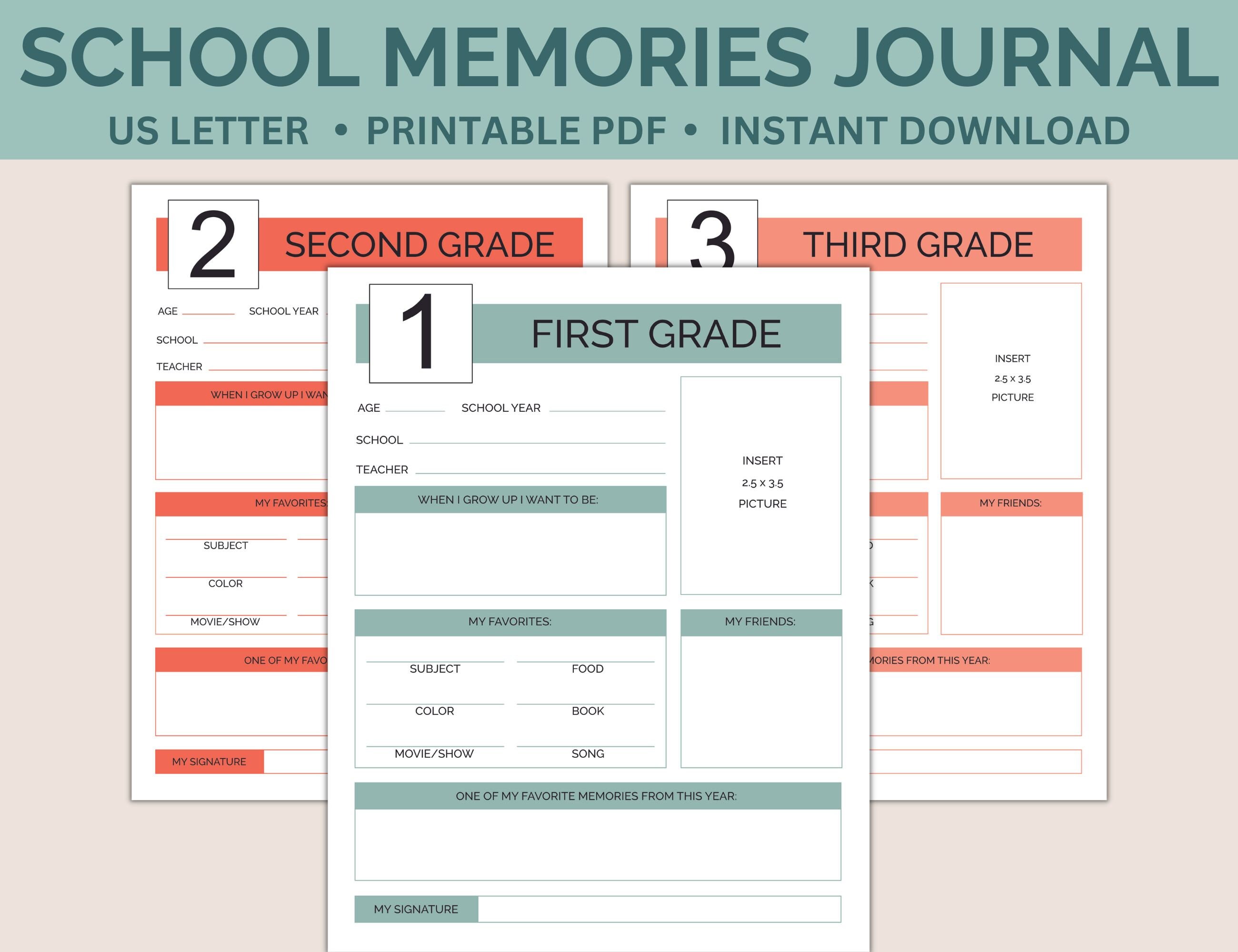 Printable School Memory Pages | Kids School Keepsake Journal | Back to ...