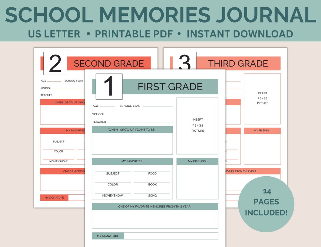 Printable School Memory Pages | Kids School Keepsake Journal | Back to ...