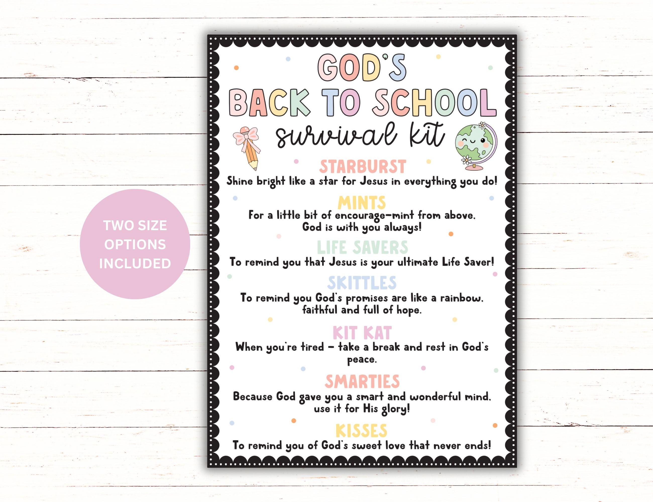 Printable God's Back to School Survival Kit | God Survival Kit| Student ...