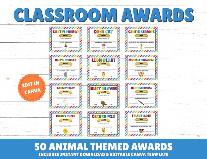 Class Awards Elementary, Teacher Awards for Students, End of Year Class ...