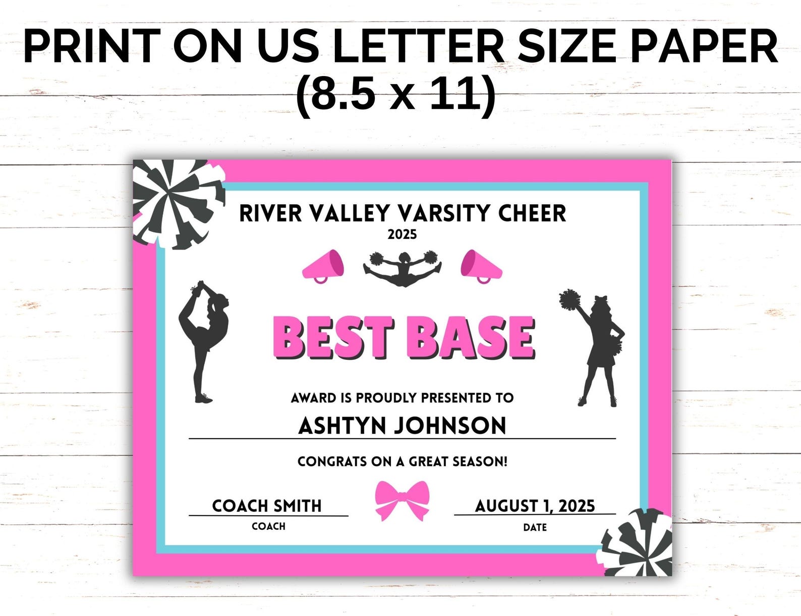 Editable Cheer Awards | Cheer Certificates Template| Cheerleading End ...