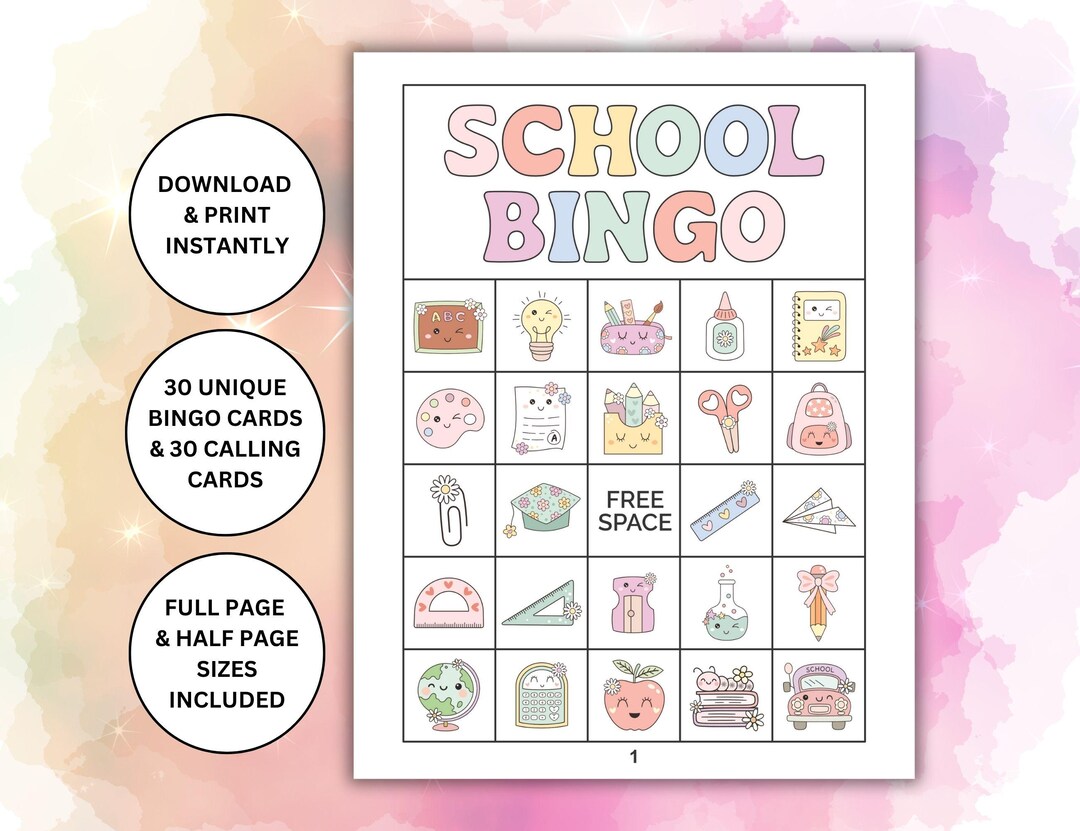 30 Printable Back to School Bingo Cards | Back to School Games for ...