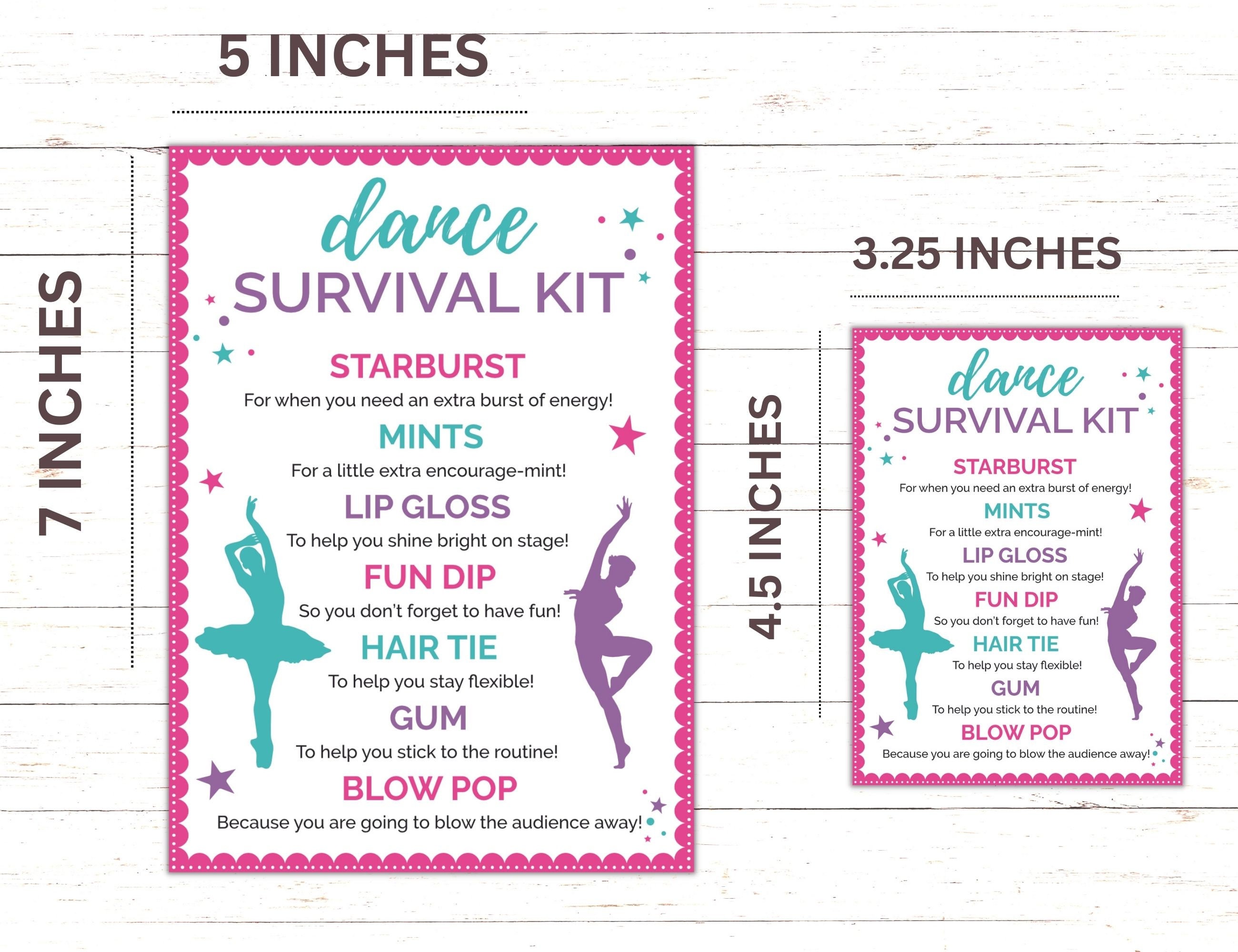 Printable Dance Survival Kit Dance Recital Gift Idea Dancer Gift Dance ...