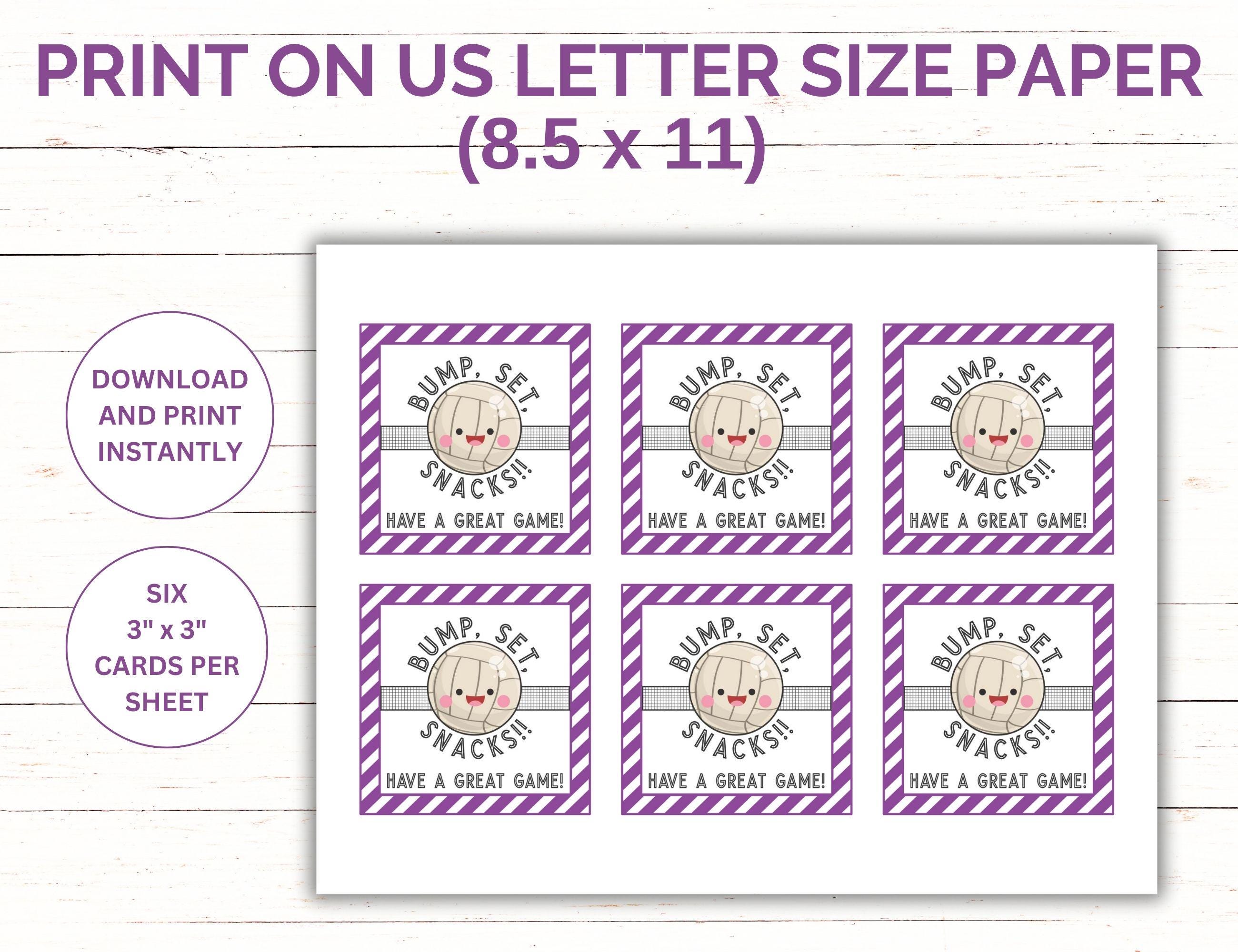 Volleyball Bump Set Snacks Game Day Treat Tags | Volleyball Player ...