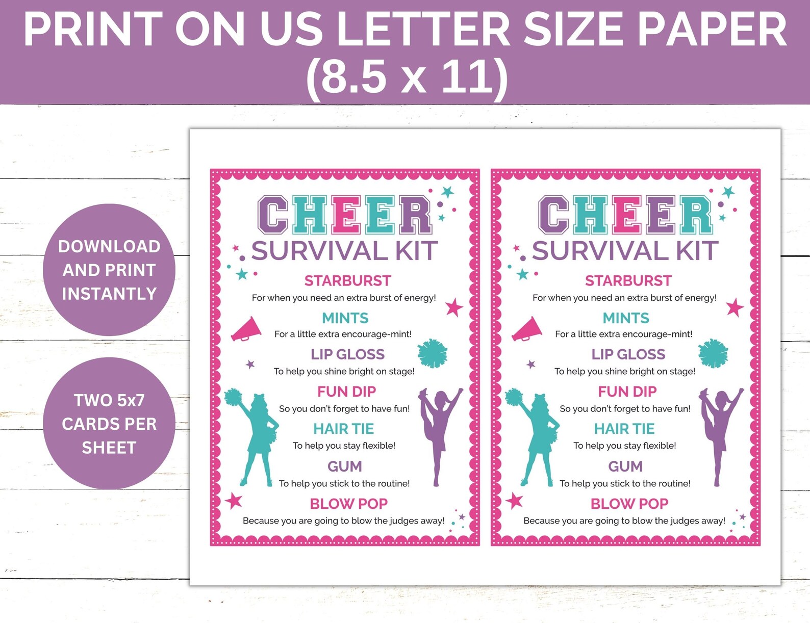 Printable Cheer Survival Kit | Cheer Competition Gift Idea| Cheerleader ...