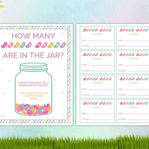 Printable Jelly Bean Guessing Game Sign and Cards | Guess How Many ...