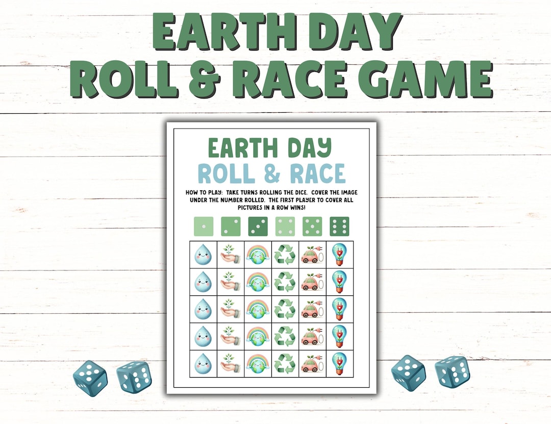Earth Day Roll and Race Game, Earth Day Party Games, Earth Day Dice ...