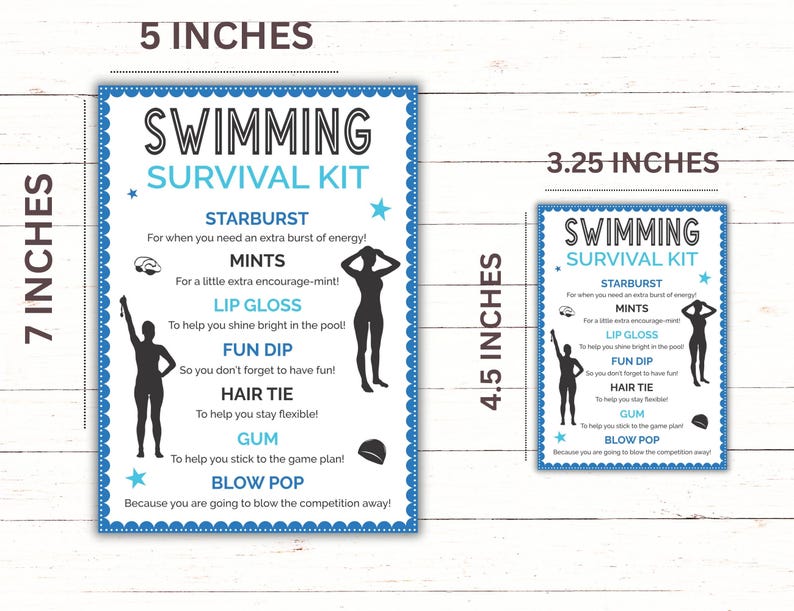 Printable Girls Swimming Survival Kit | Swimmer Gift Idea| Swim Team ...