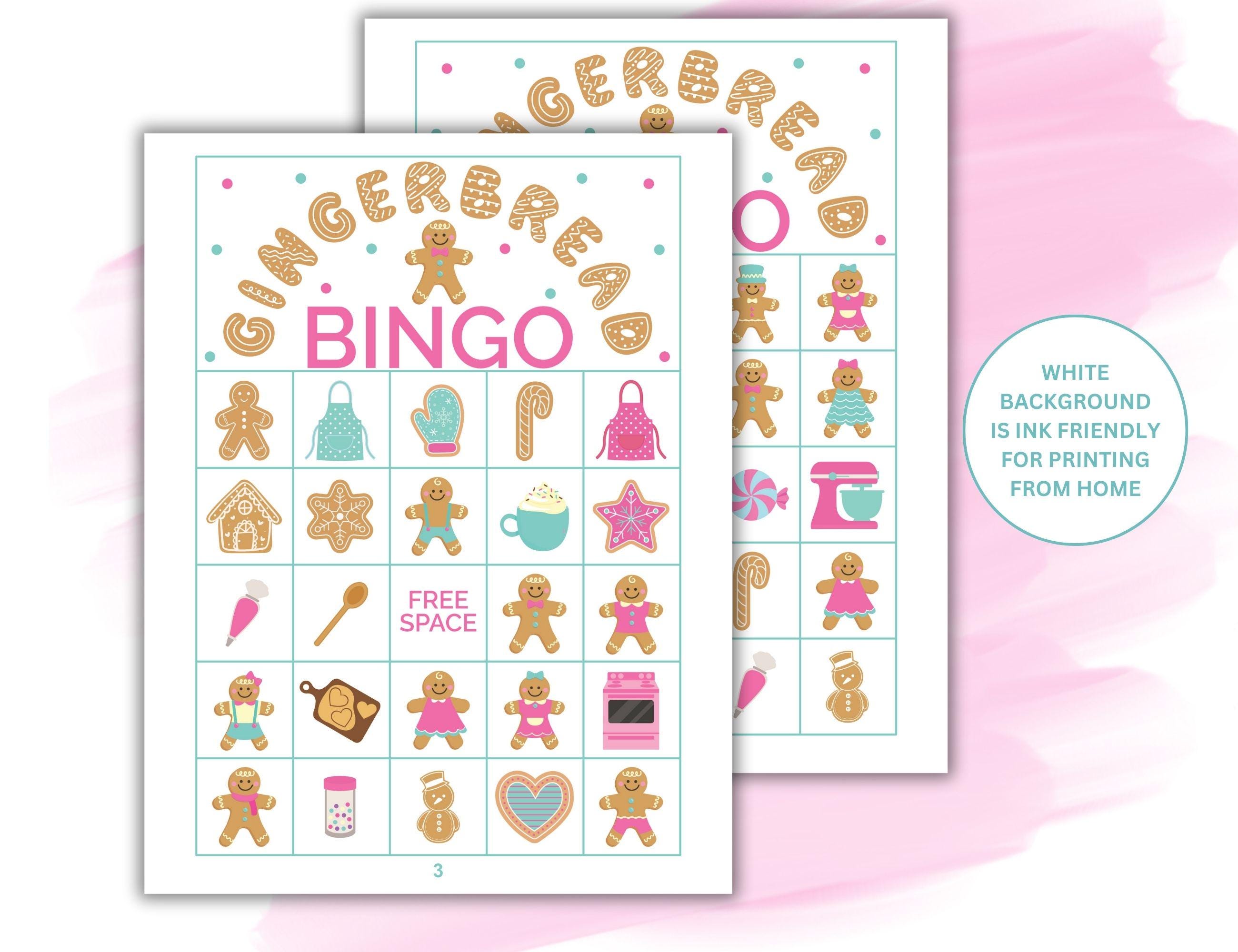 30 Printable Gingerbread Themed Bingo Cards | Gingerbread Party Games ...