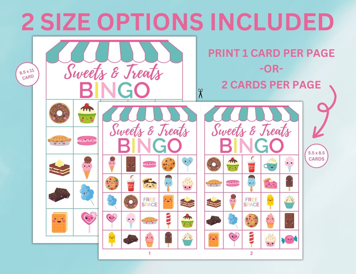 30 Printable Dessert Bingo Cards | Sweets & Treats Bingo | Kid’s Party ...
