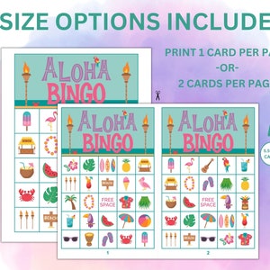 30 Printable Aloha Themed Bingo Cards | Hawaiian Luau Party Games ...