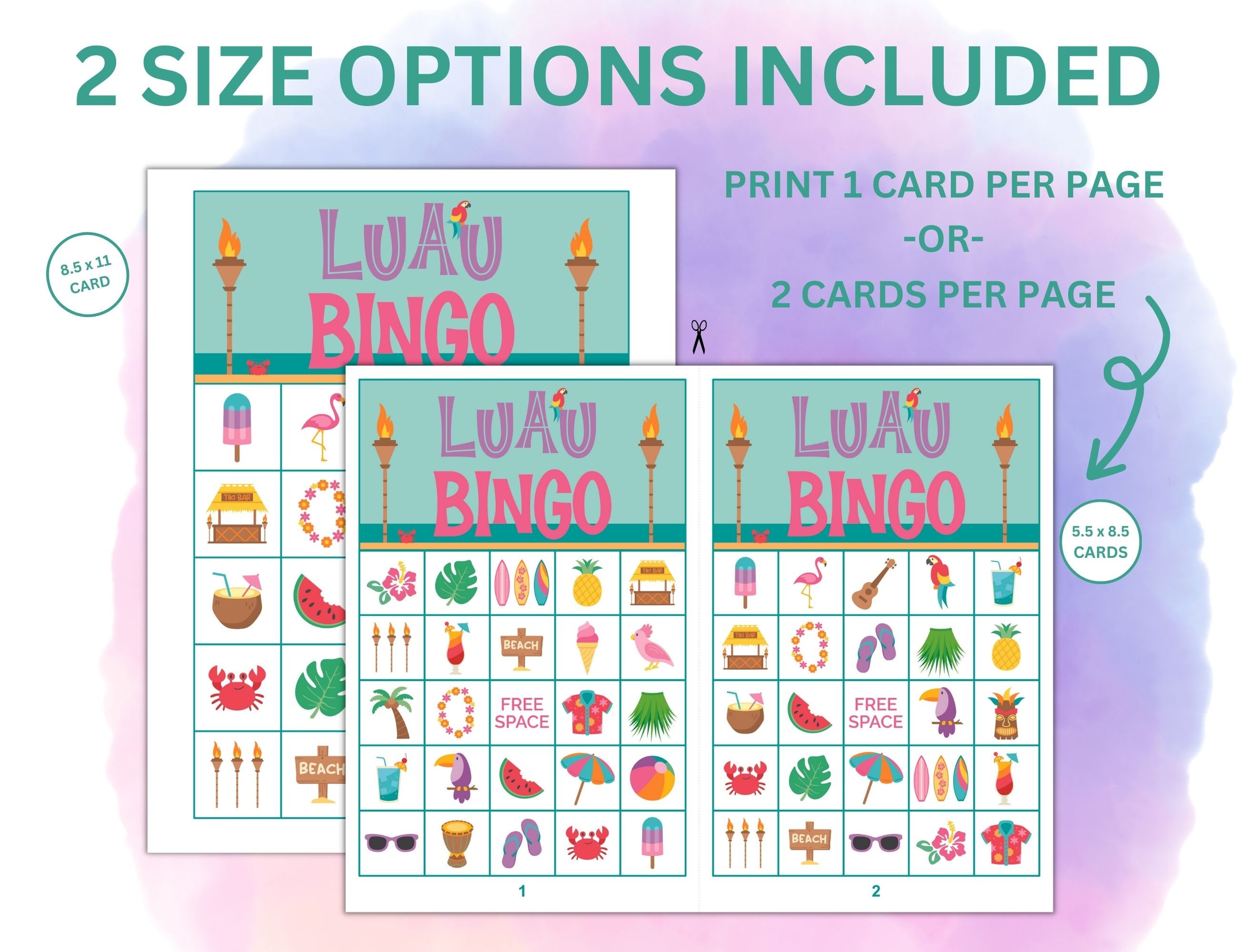 30 Printable Luau Themed Bingo Cards Hawaiian Luau Party Games Tropical ...