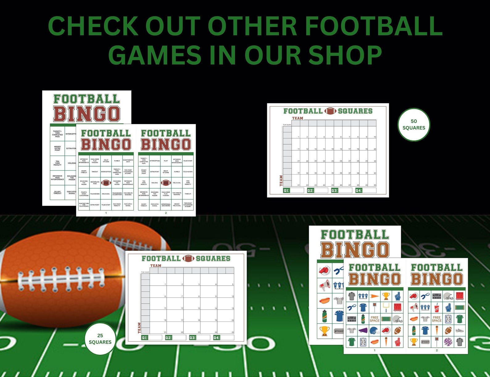 Football Squares Printable Game Board | 100 Square Football Pool | 100 ...