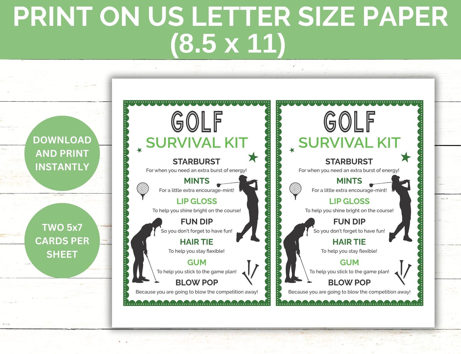 Printable Girls Golf Survival Kit | Golfer Gift Idea| Golf Team Gift ...