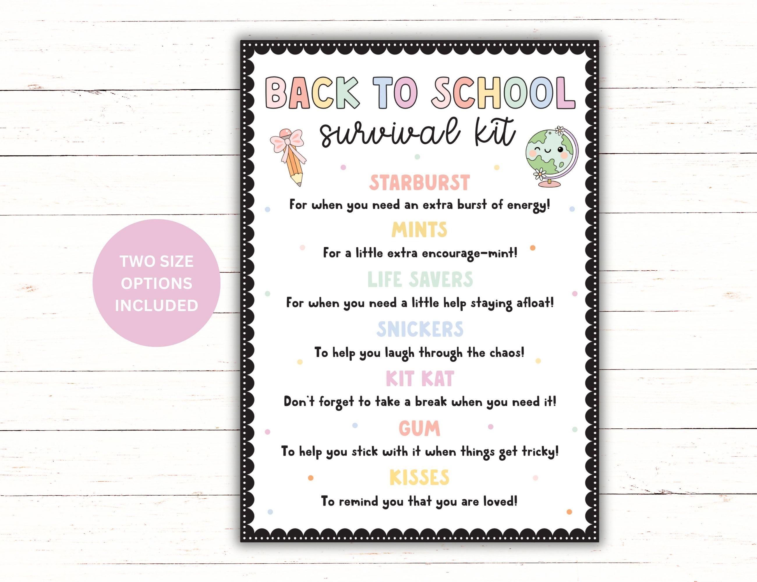 Printable Back to School Survival Kit | Teacher Survival Kit| Staff ...