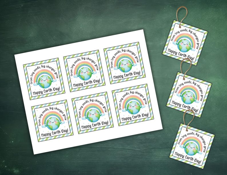 Happy Earth Day Printable Tag | Earth Day Seed Packets Tag | Earth Day ...