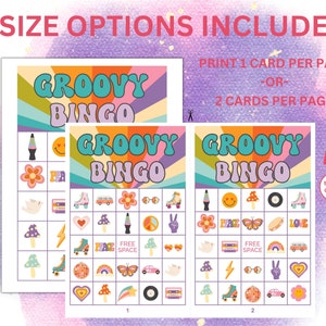 30 Printable Groovy Themed Bingo Cards | Retro Party Games | Retro 70s ...