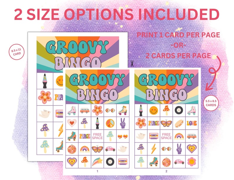 30 Printable Groovy Themed Bingo Cards | Retro Party Games | Retro 70s ...