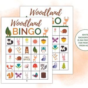 30 Printable Woodland Bingo Cards | Woodland Bingo for Kids | Woodland ...