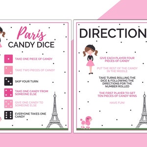 Paris Candy Dice Printable Game | Paris Themed Party Game | DIY Party ...