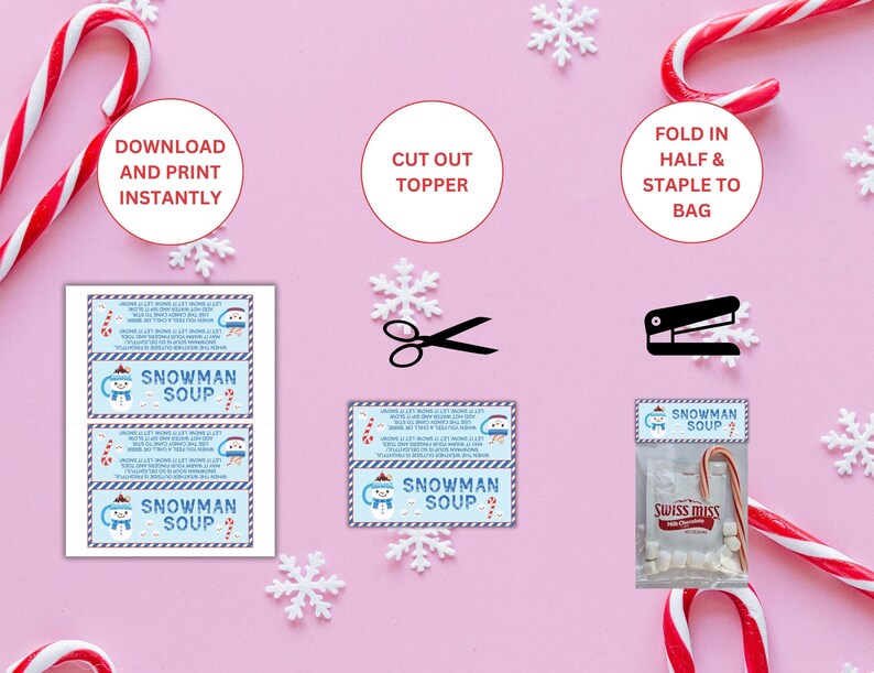 Snowman Soup Treat Bag Topper| Snowman Soup Tag | Hot Chocolate Favors ...