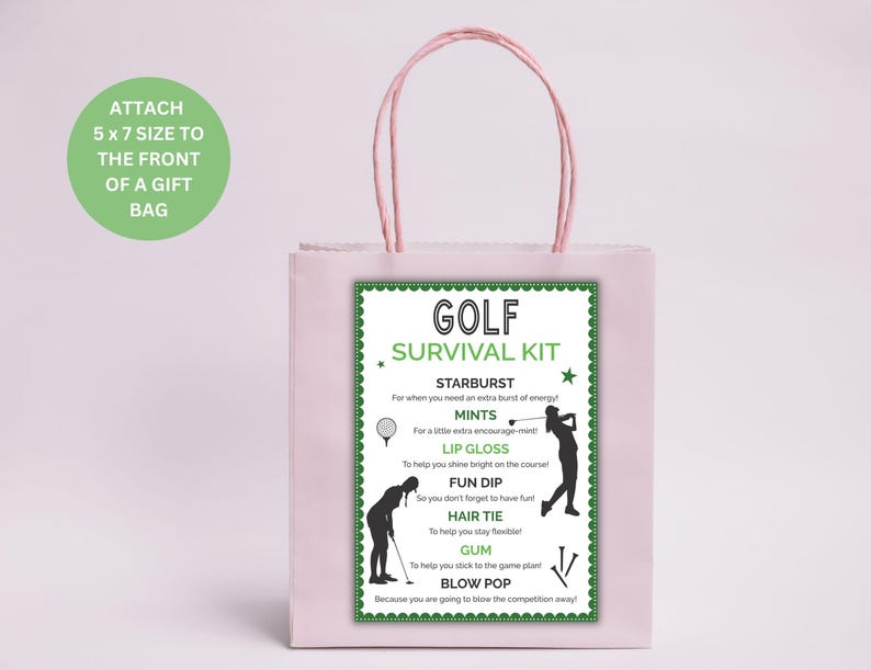 Printable Girls Golf Survival Kit | Golfer Gift Idea| Golf Team Gift ...