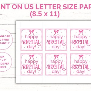Printable Happy Recital Day Treat Tags | Ballerina Tags | Dance Recital ...