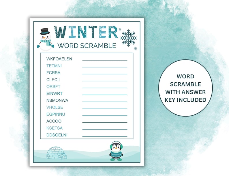 Printable Winter Party Games | Winter Kids Activity Pack | Winter ...