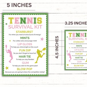 Printable Tennis Survival Kit | Tennis Player Gift Idea| Tennis Team ...