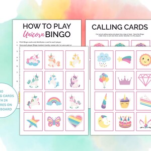 30 Printable Unicorn Themed Bingo Cards | Unicorn Party Games | Unicorn ...