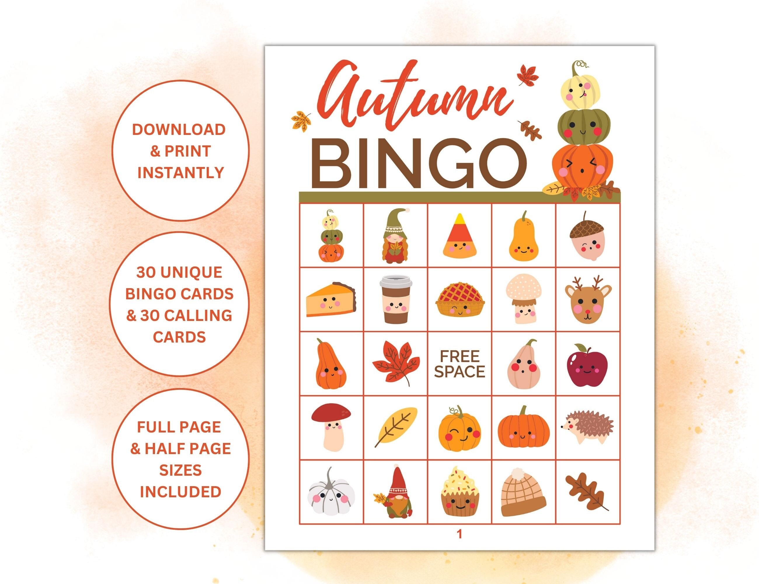 30 Printable Autumn Bingo Cards | Fall Bingo for Kids | Fall Classroom ...