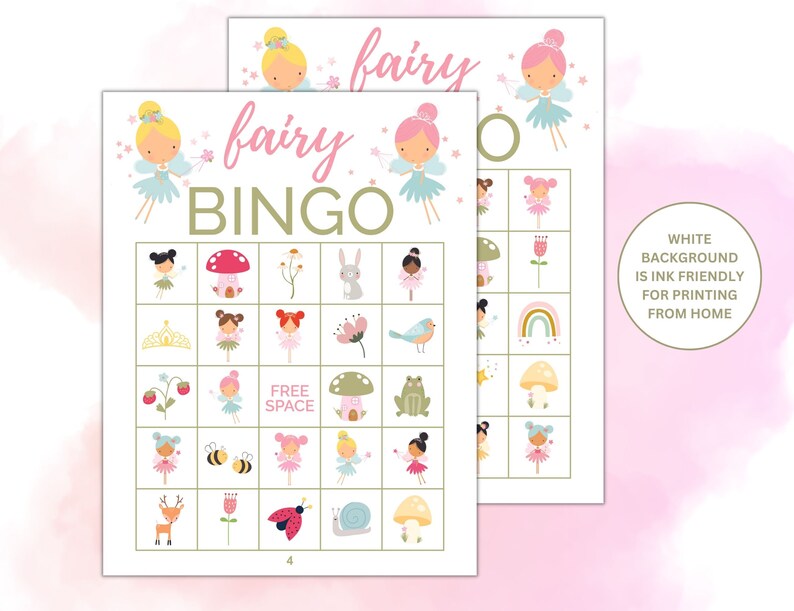 30 Printable Fairy Themed Bingo Cards | Whimsical Fairy Party Games ...