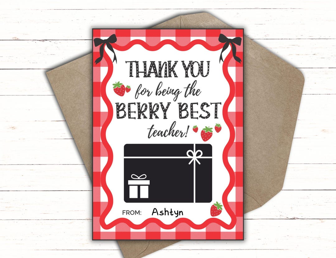Berry Best Teacher Thank You Gift Card Holder | Berry Teacher ...
