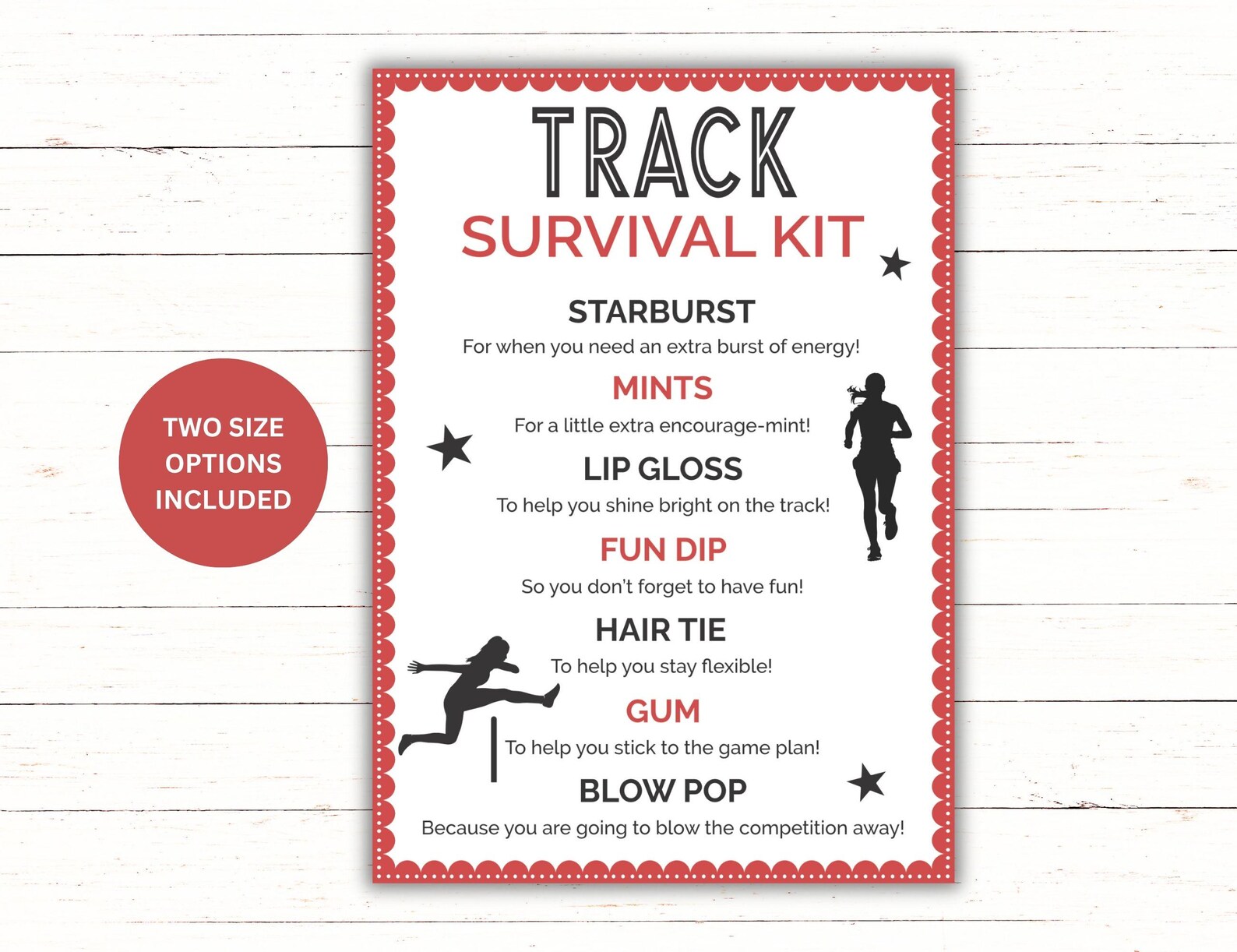 Printable Girls Track and Field Survival Kit | Track Team Gift Bag Idea ...