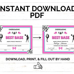 Editable Cheer Awards | Cheer Certificates Template| Cheerleading End ...