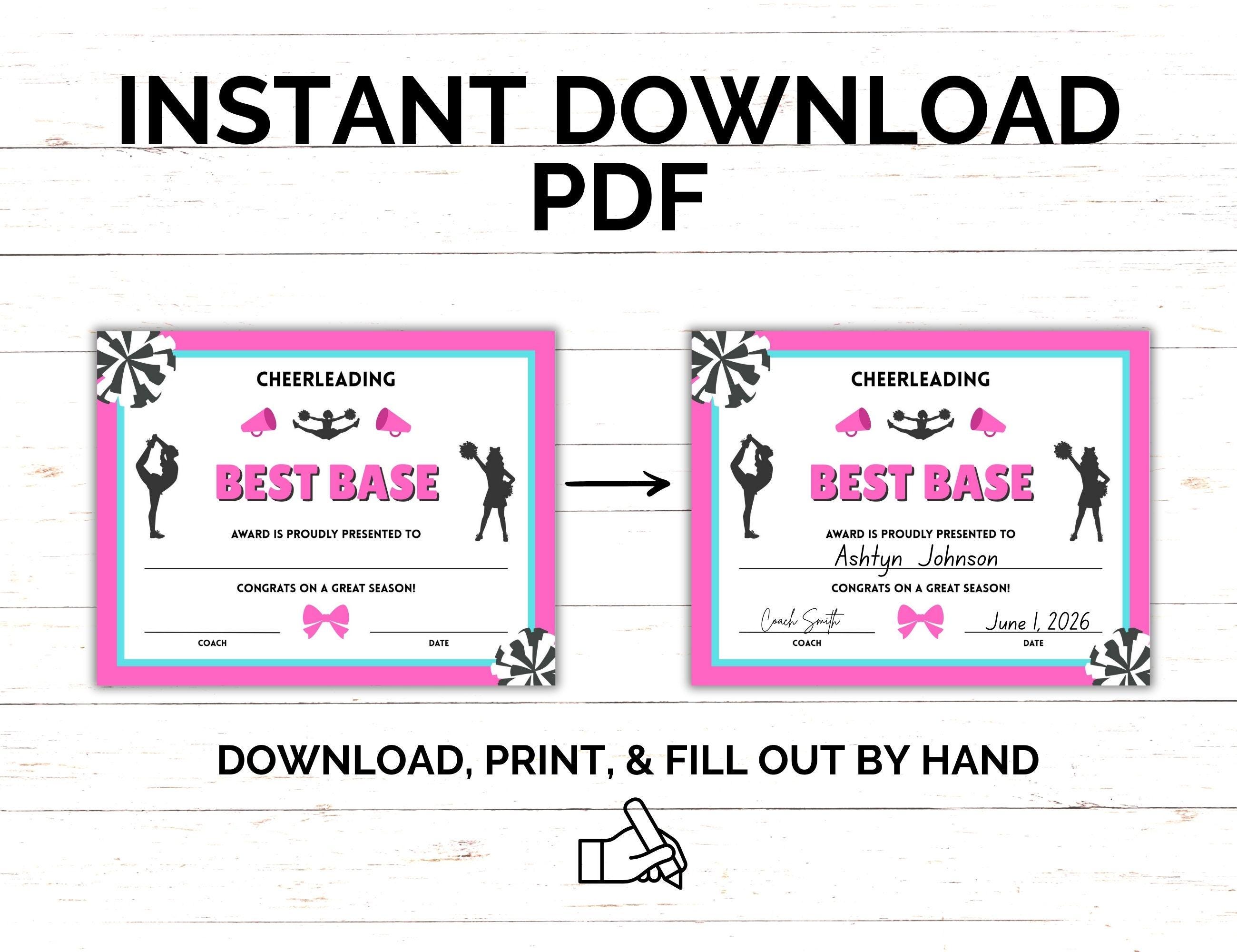 Editable Cheer Awards | Cheer Certificates Template| Cheerleading End ...