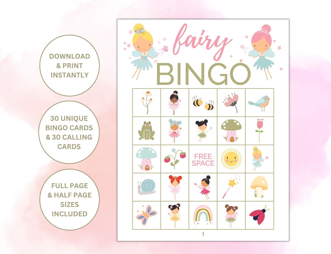 30 Printable Fairy Themed Bingo Cards | Whimsical Fairy Party Games ...
