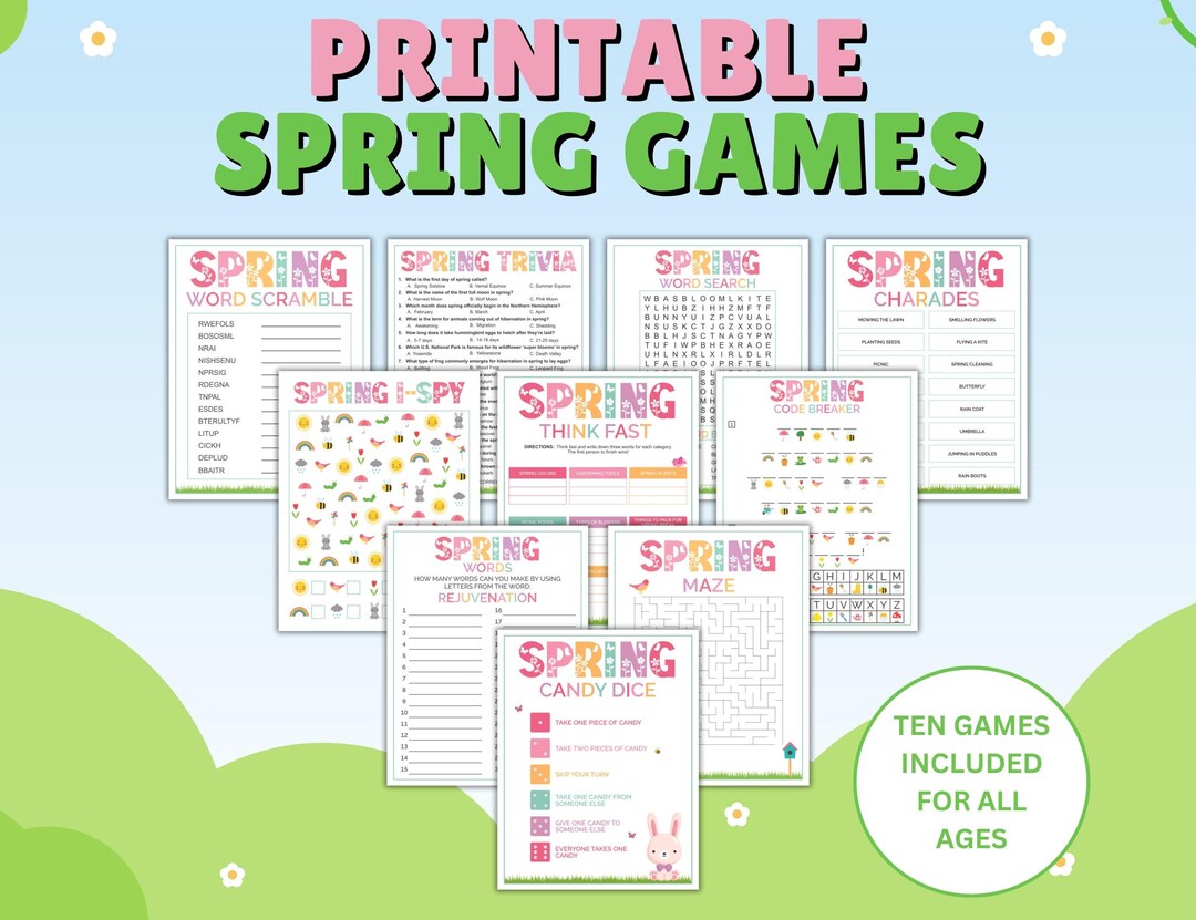 Spring Games Bundle, Spring Word Scramble, Spring Trivia, Spring ...